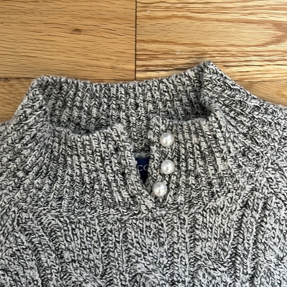 Karen Scott | Sweaters | Grey Collared Sweater With Pear Beads | Poshmark